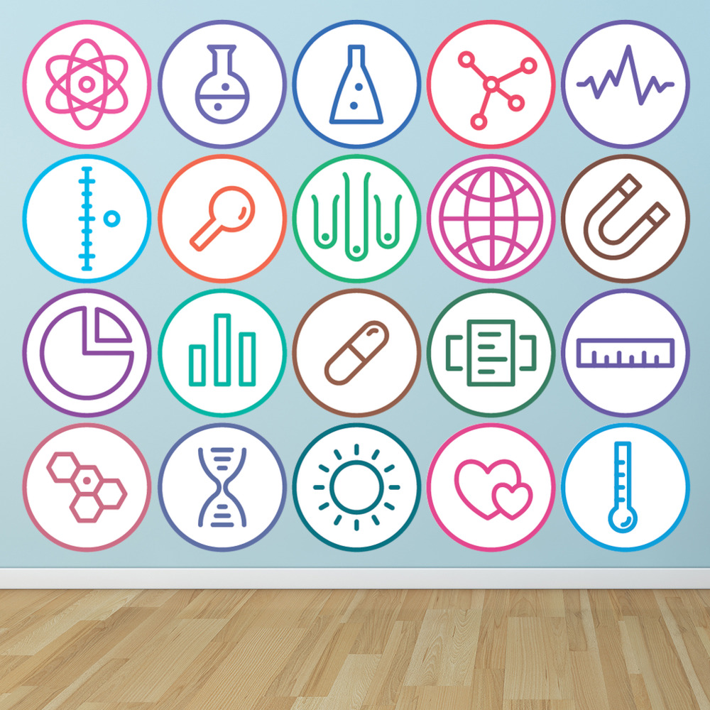 Science Symbols Chemistry Laboratory Wall Sticker Set | Icon Wall Stickers
